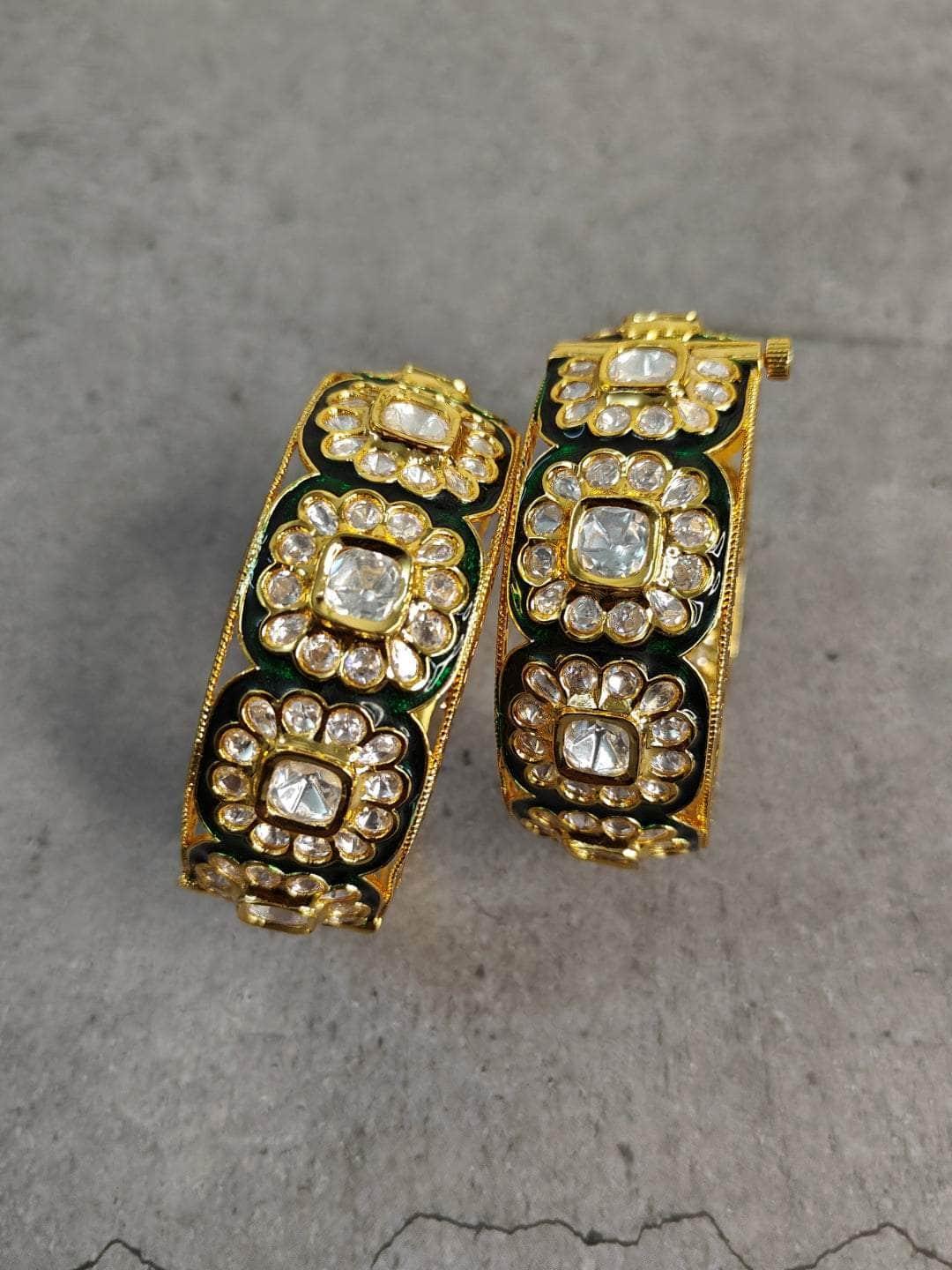 Buy Handcrafted Kundan Bangles Online - Ishhaara