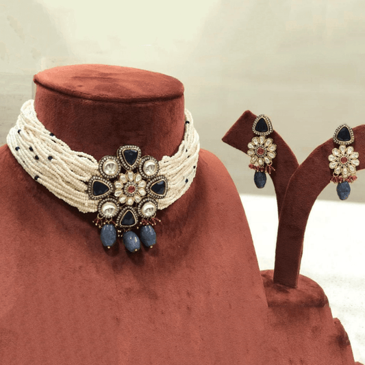 Buy Multi Color Moti Pendant Choker Set Online - Ishhaara