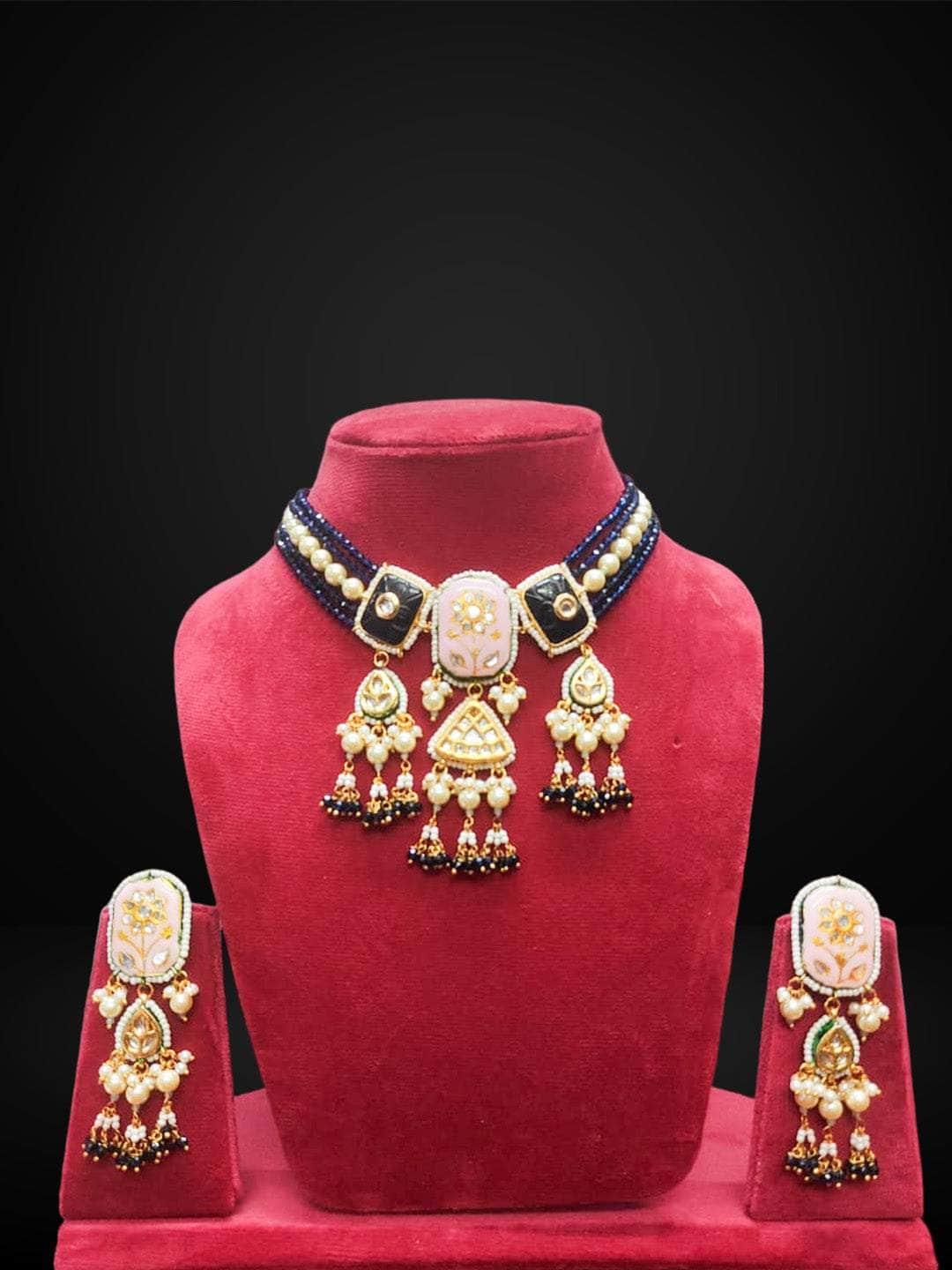Buy Victorian Kundan Beaded Choker Set Online - Ishhaara