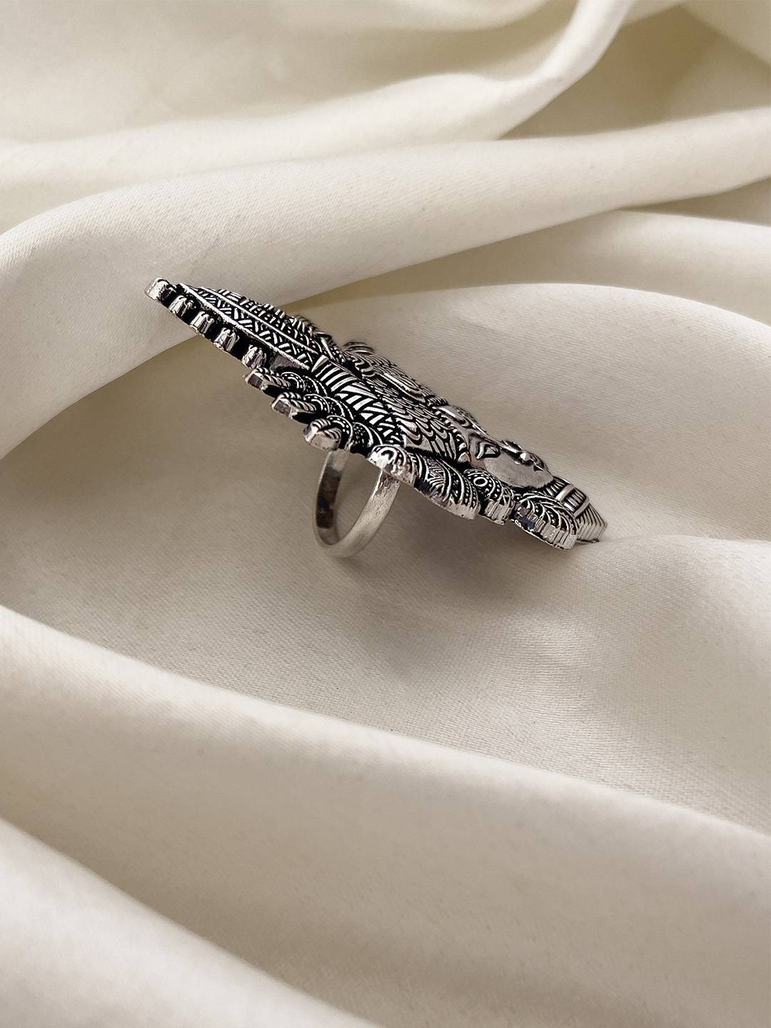 Buy Durga Oxidized Metal Pooja Ring Online - Ishhaara