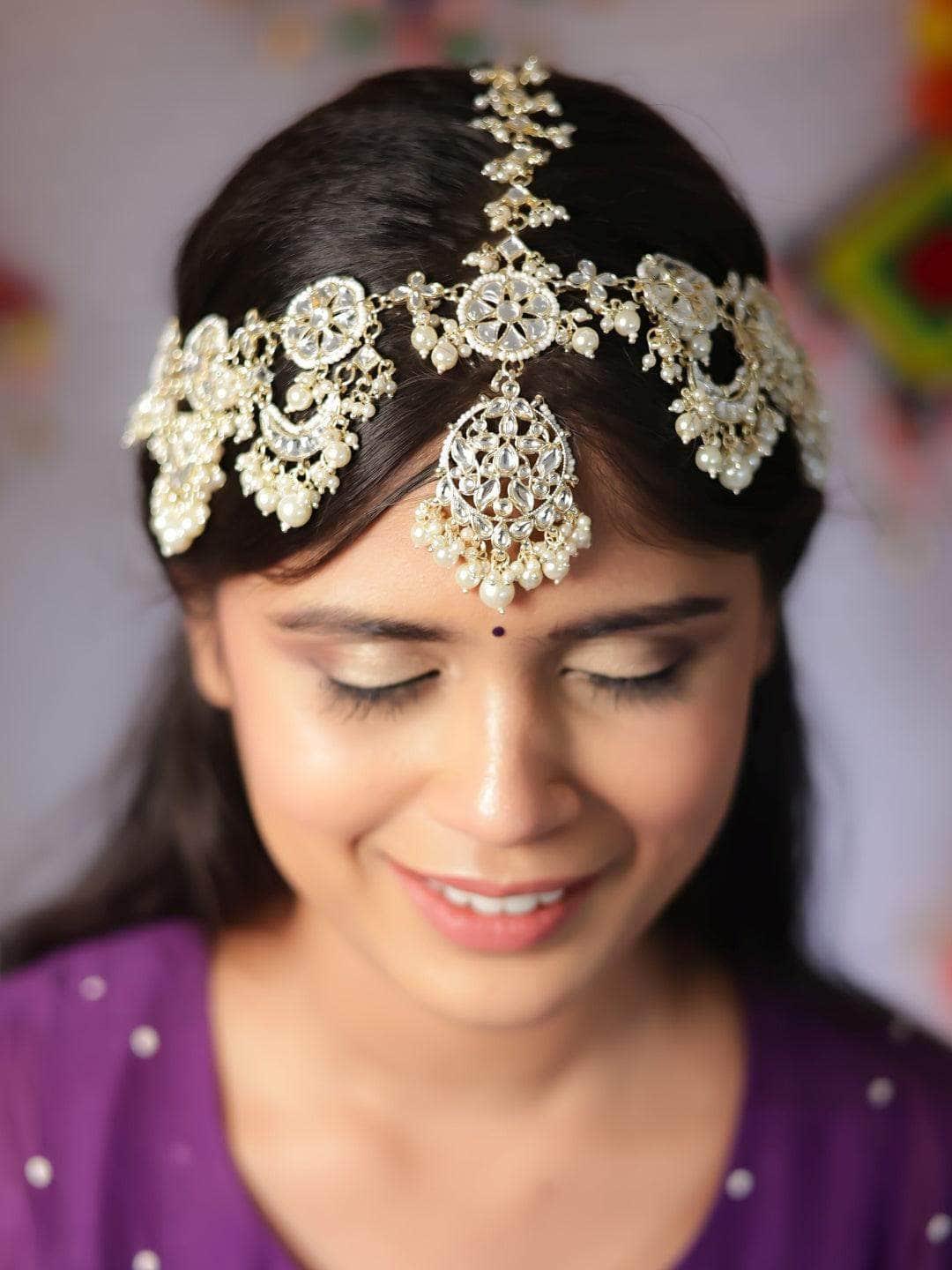 Buy Flower And Chand Motif Sheesh Phool Online - Ishhaara