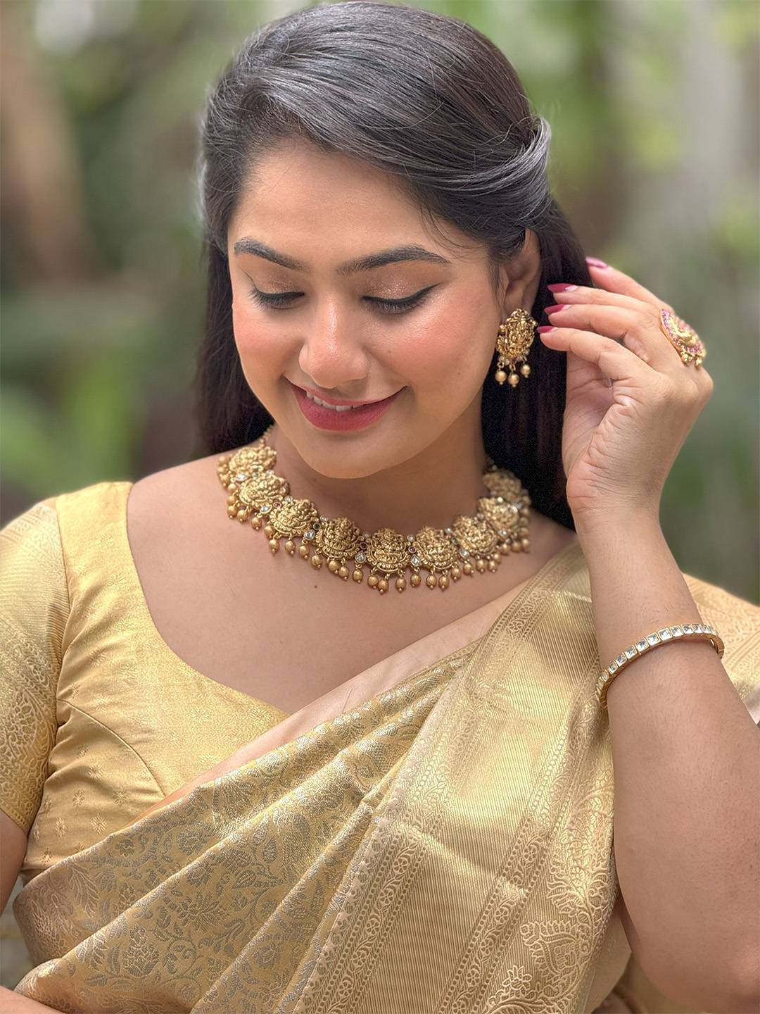 Buy Goddess Nakshi Design Gold Plated Necklace With Earrings Online ...