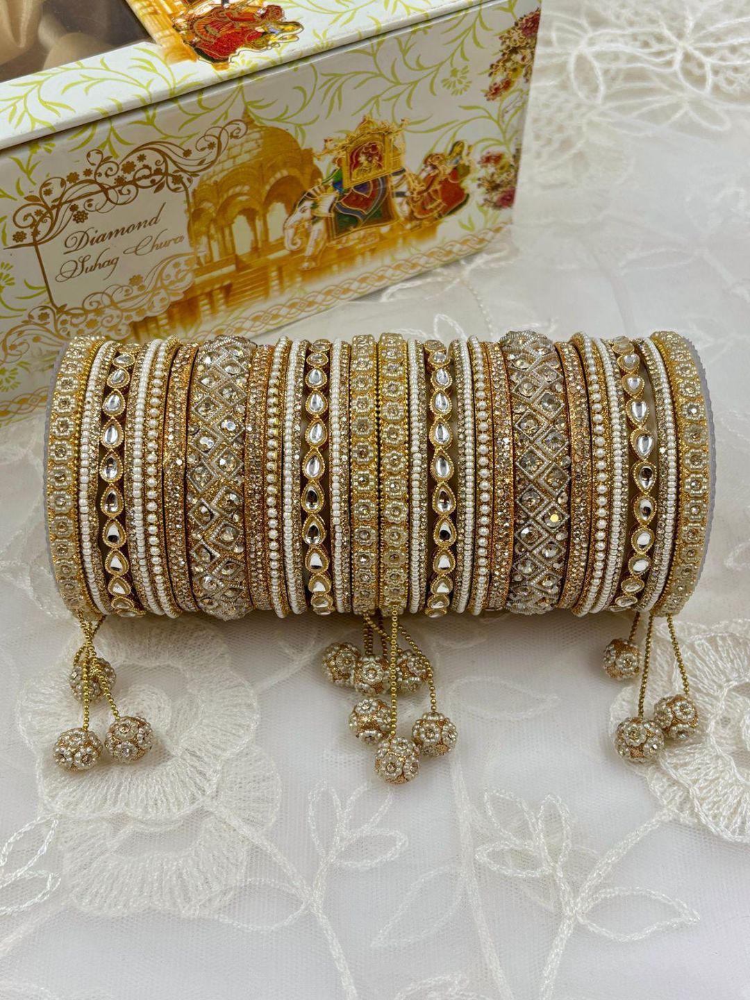 Buy Golden Bridal Bangles Stack Online - Ishhaara