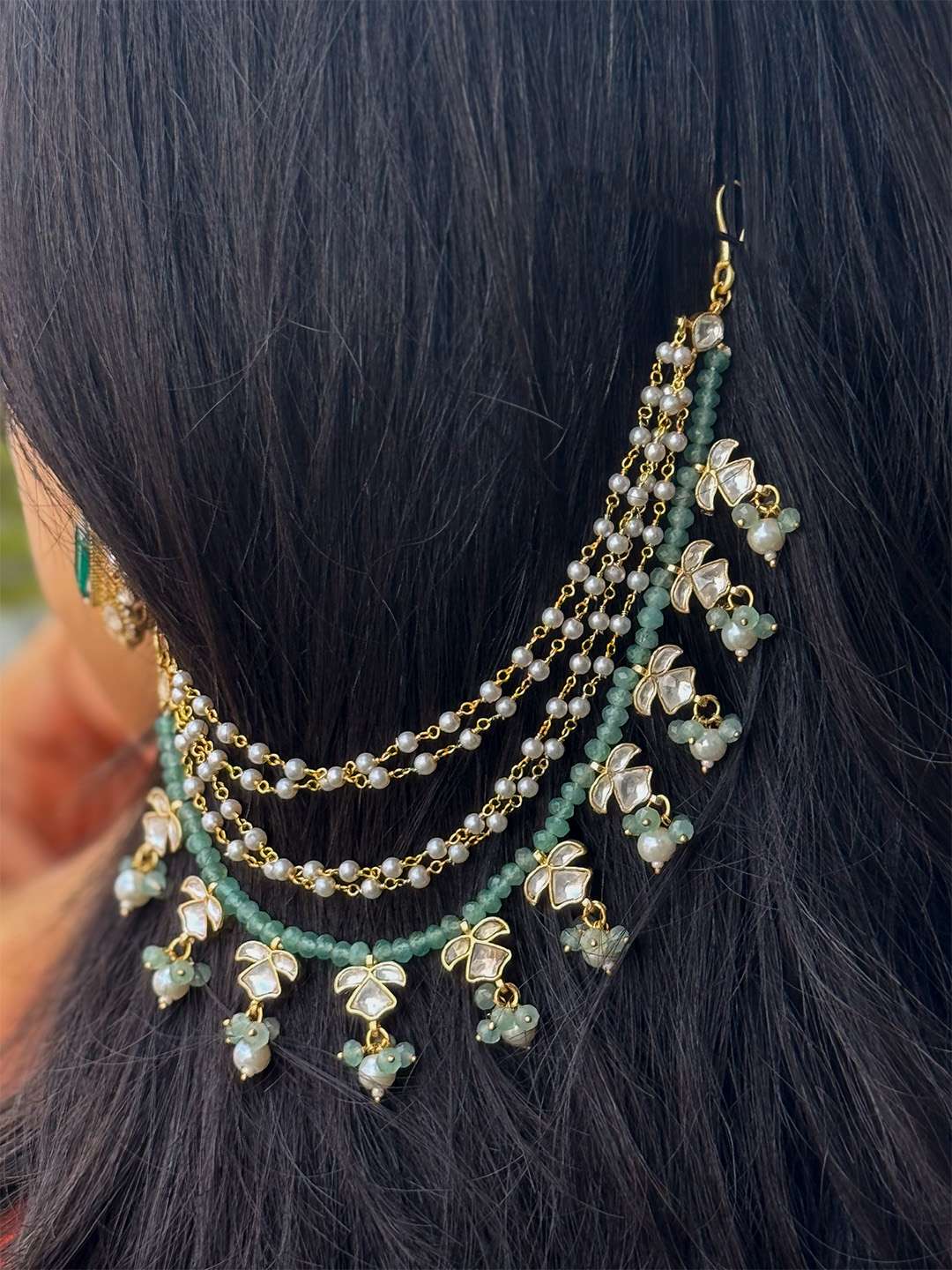 Buy Jadau Kundan Ear Chain Online - Ishhaara