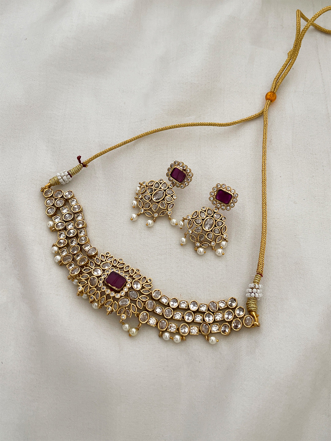 Buy Kemp Stone Studded Choker With Changeable Studs Online - Ishhaara