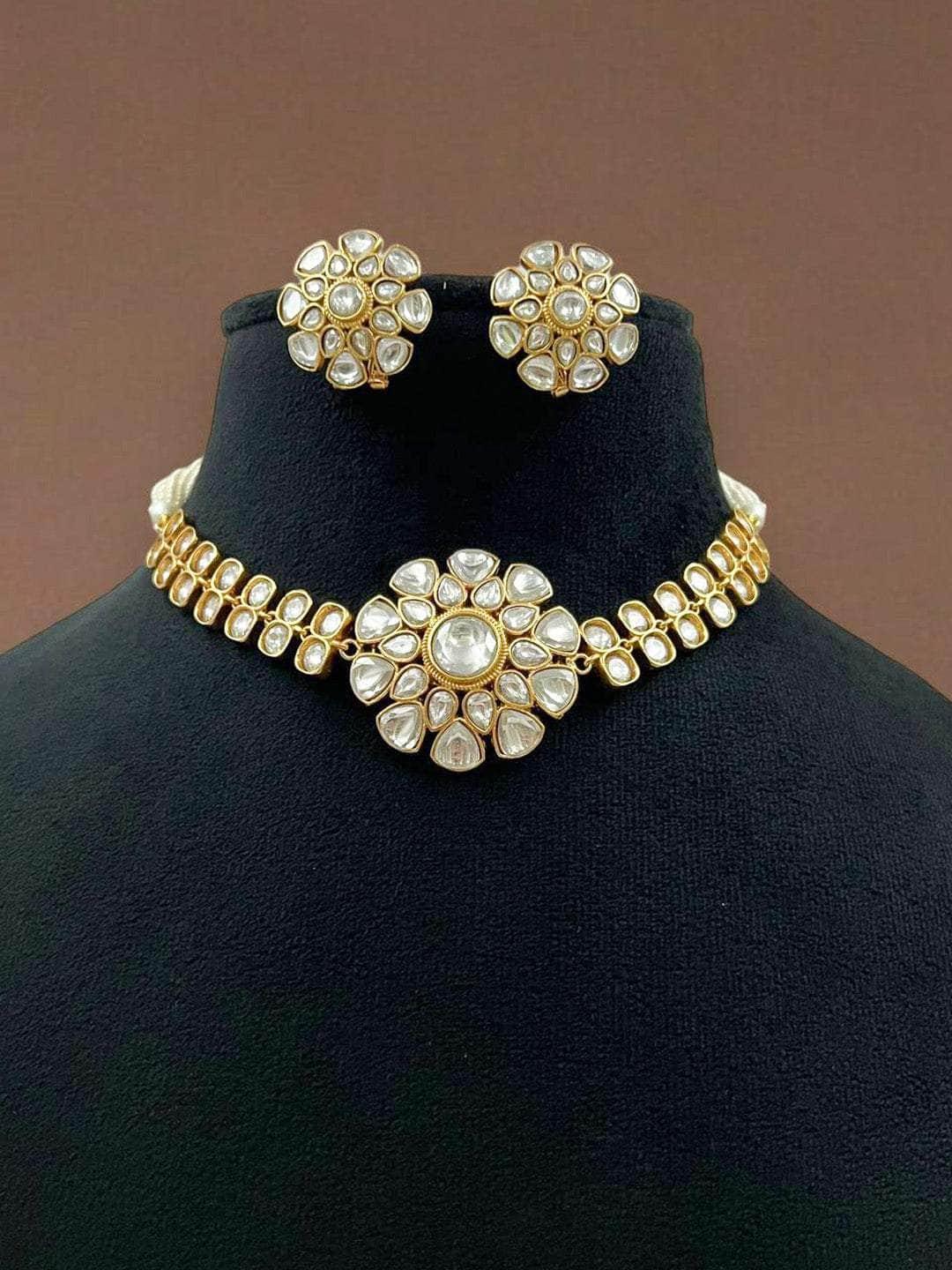 Buy Kundan Delightful Rice Beed Necklace Set Online - Ishhaara