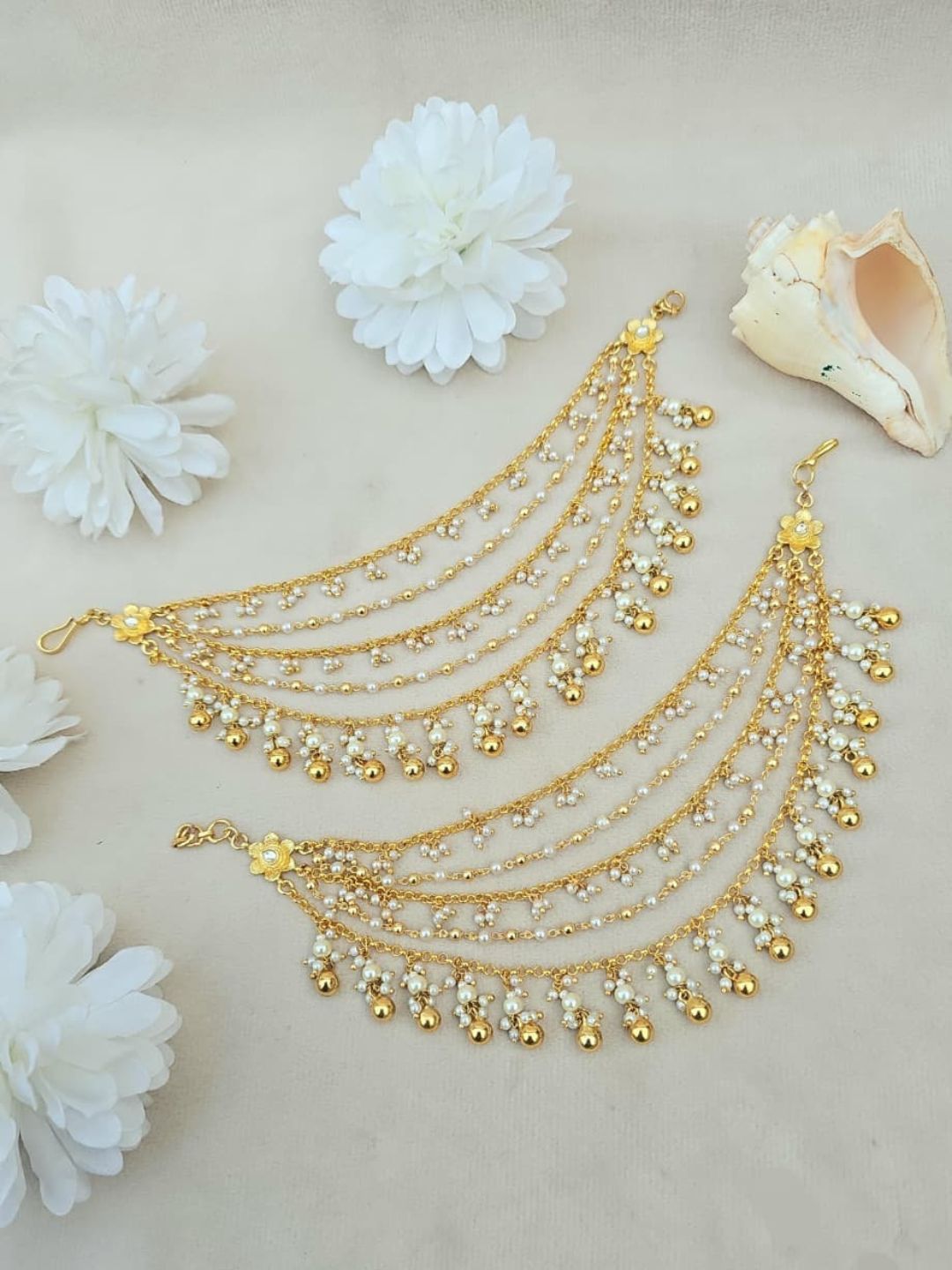 Buy Layered Pearl Ear Chain Online - Ishhaara
