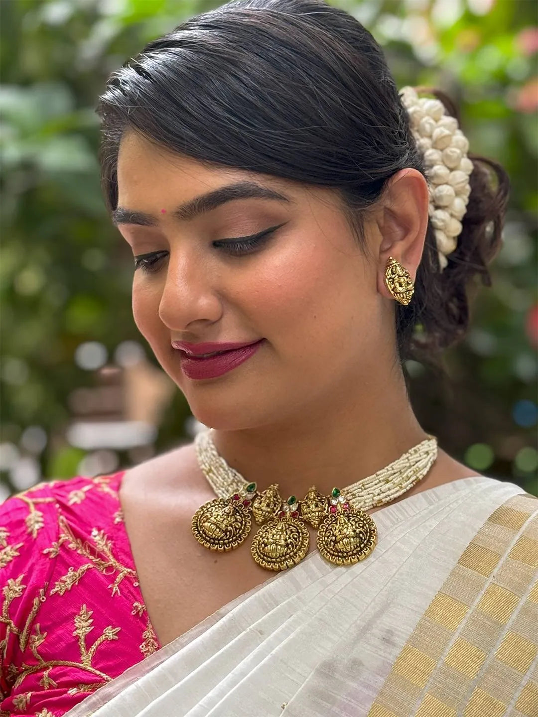 Buy Matte Kemp Lakshmi Sugar Bead Choker Set Online - Ishhaara