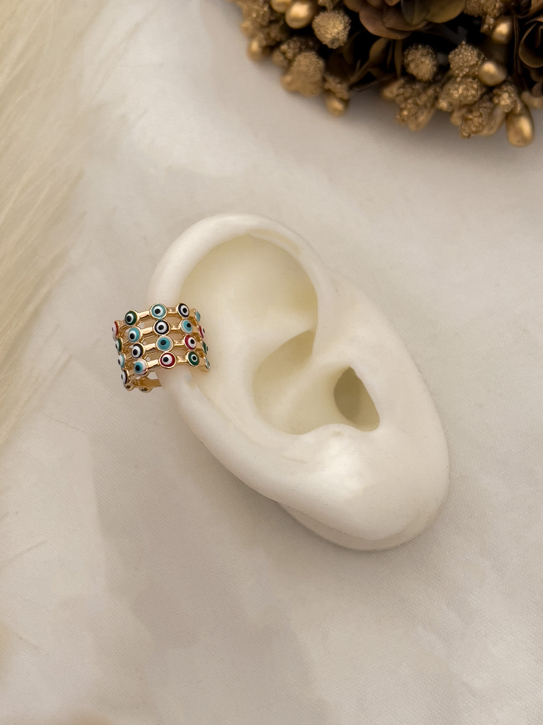 Buy Multi Colored Evil Eye Ear Cuff Online - Ishhaara
