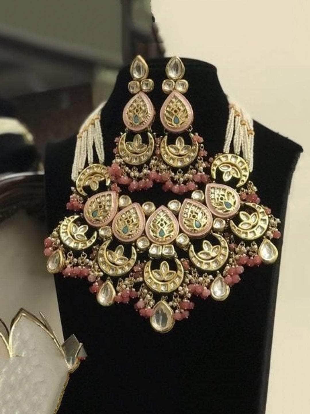 Buy Meena Kundan Multi Chand Necklace Online - Ishhaara