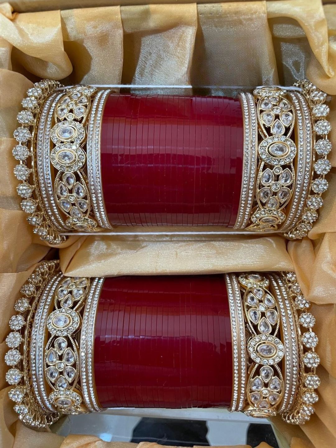 Buy Polki And Kundan Studded Punjabi Traditional Chooda Online - Ishhaara