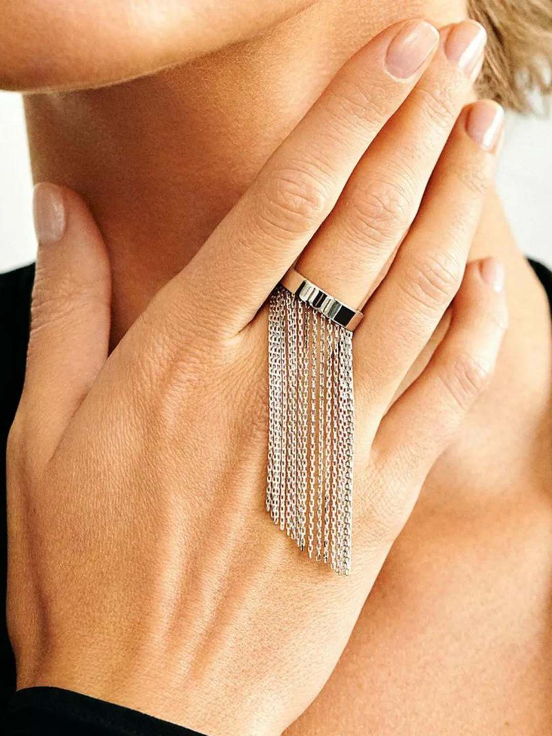 Buy Punk Metal Chain Tassel Rings Online - Ishhaara