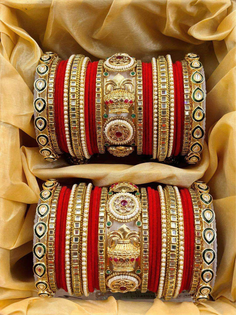 Buy Rajasthani Traditional Kalash Design Bridal Bangle Set Online ...