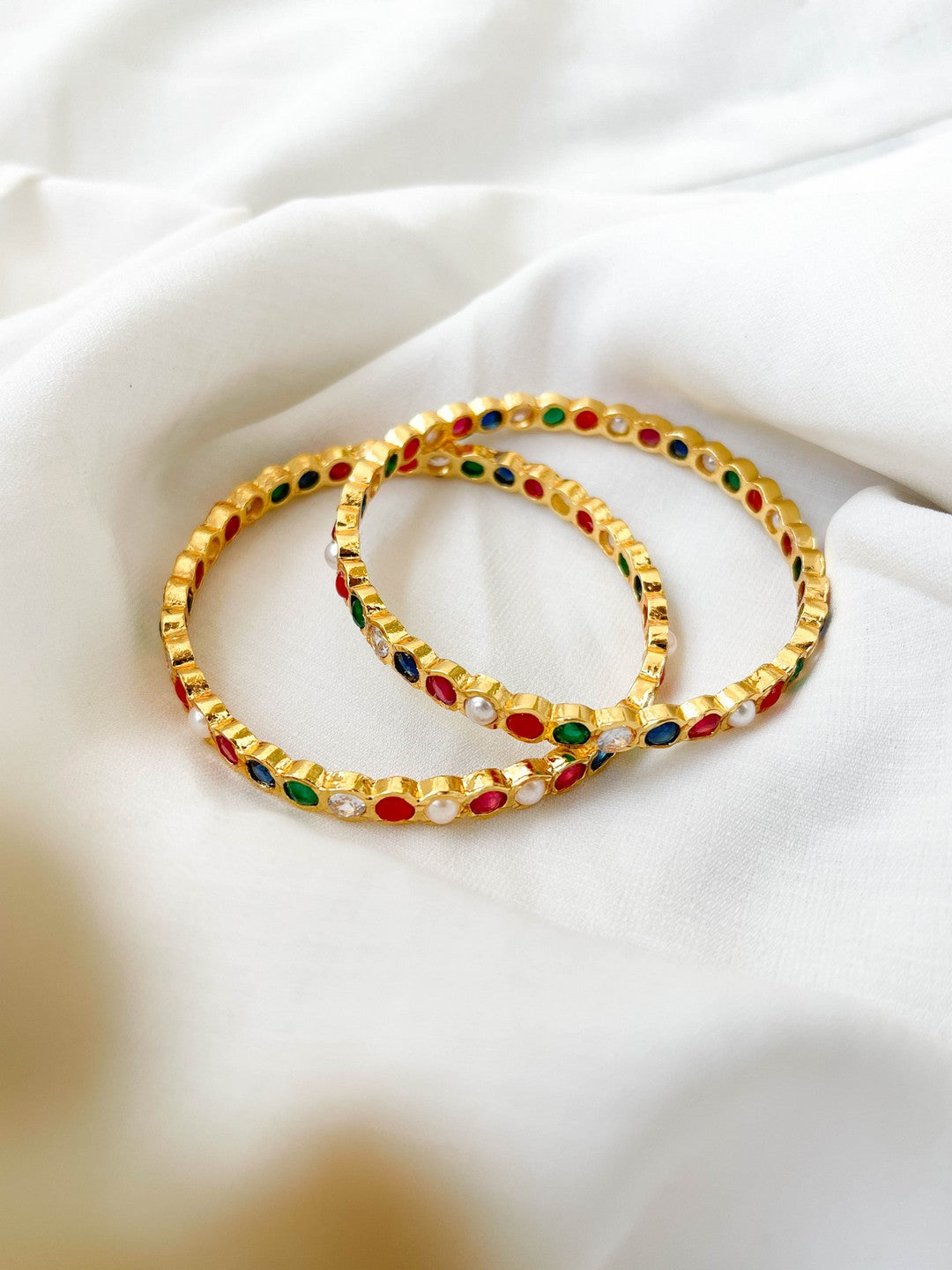 Buy South Indian Style Navarathna Stone Bangles Online - Ishhaara