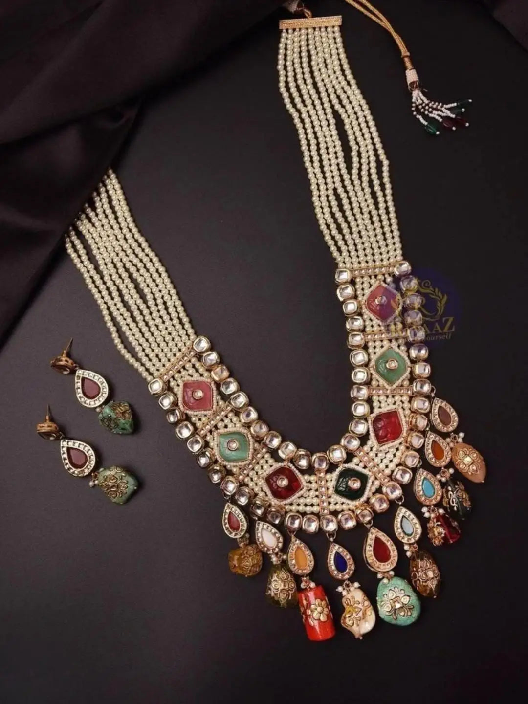 Buy Sufi Pearl Navratan Rani Haar Online - Ishhaara