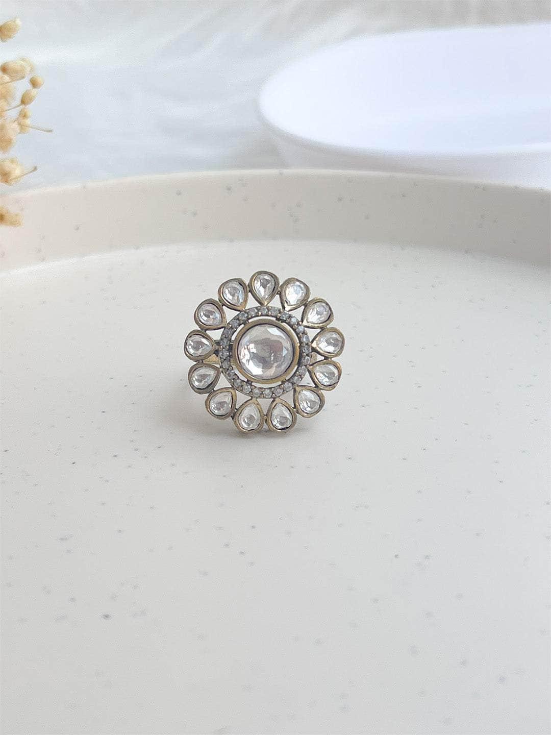Buy Sunflower Design Polki Ring Online - Ishhaara