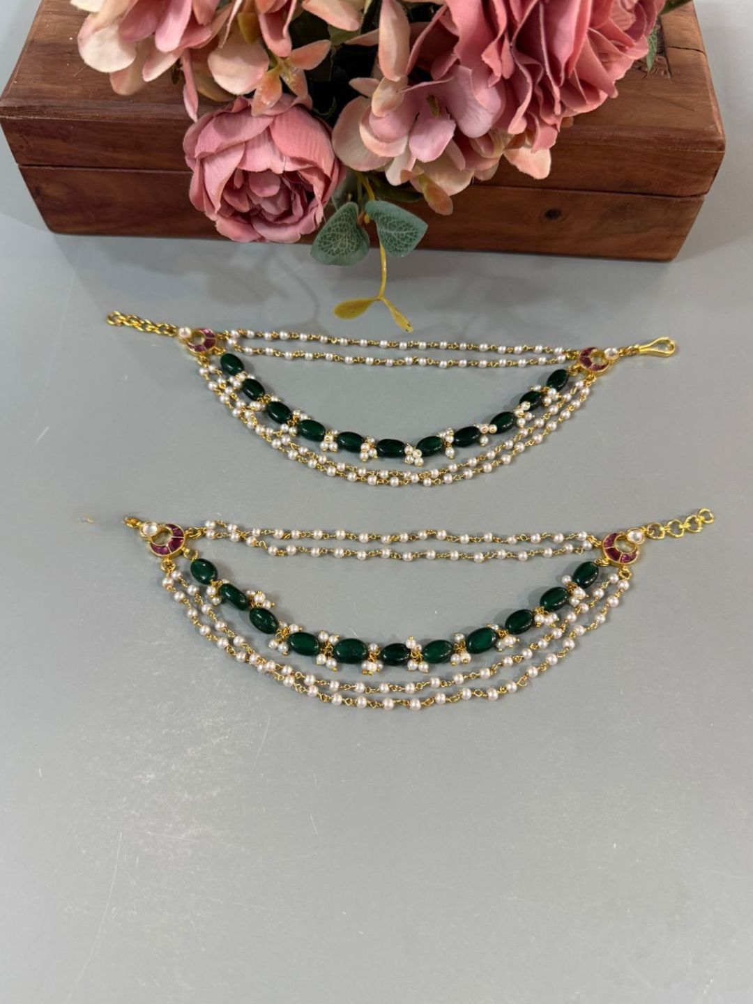 Buy Traditional Kundan Studded Ear Chains Online - Ishhaara