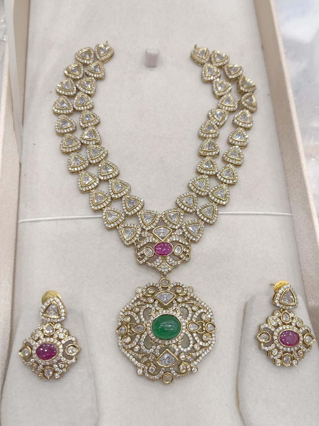 Buy Two Line Victorian Long Bridal Necklace Online - Ishhaara